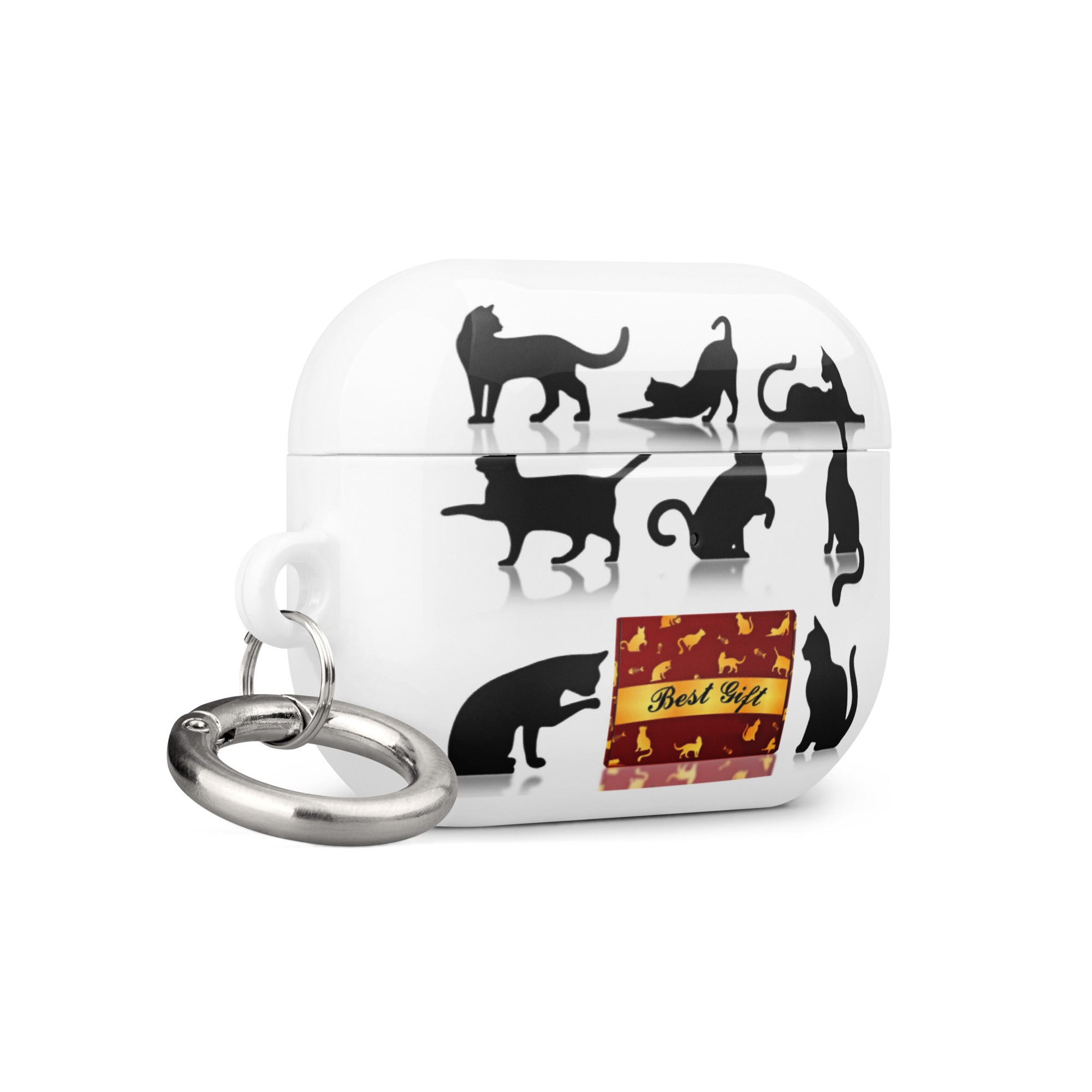 White AirPods® Case with Black Cat Pattern for Boys & Girls & all ...